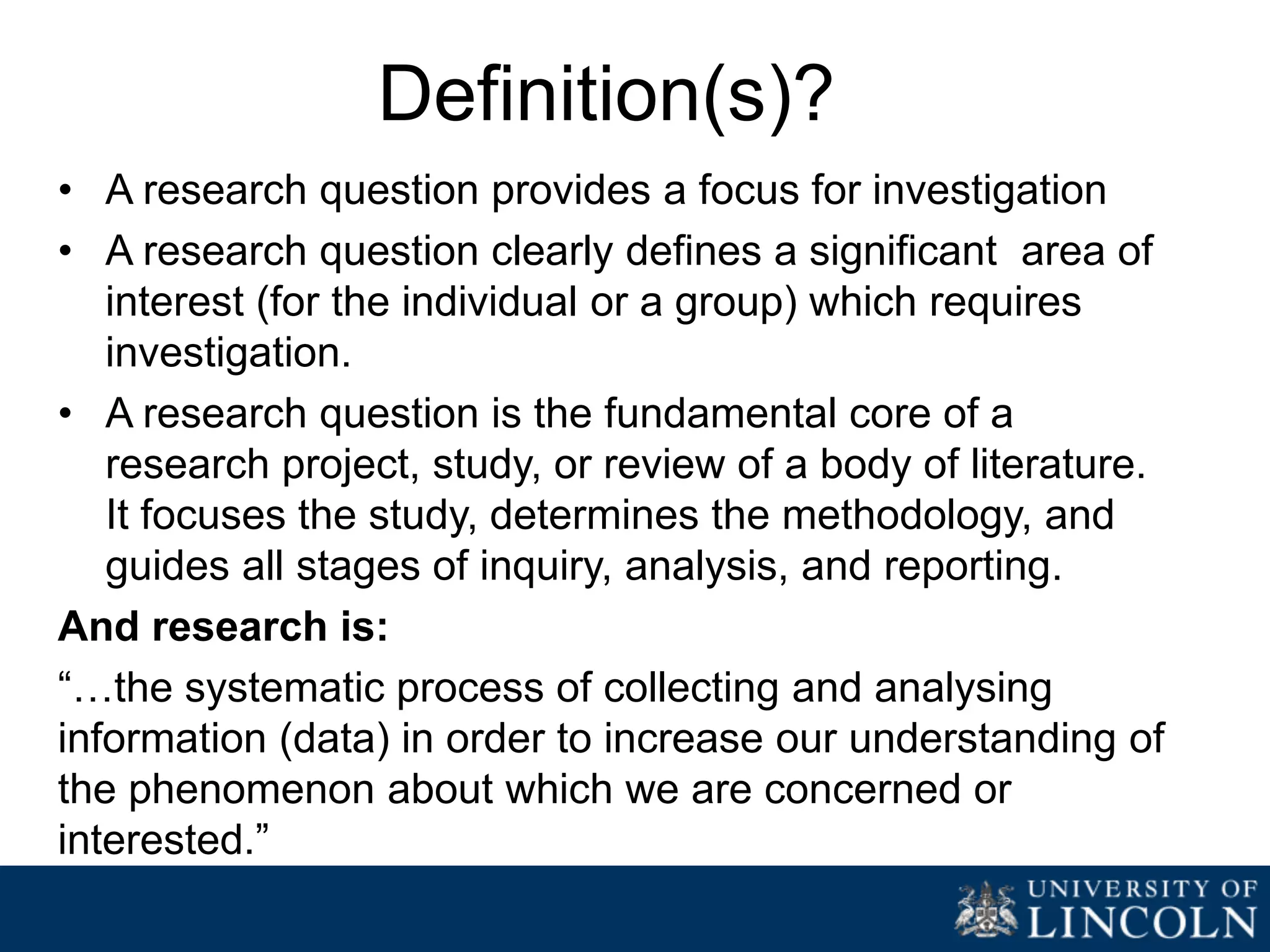 What do we mean by a research question | PPTX