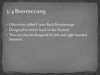What do you want to know about boomerangs? | PPT