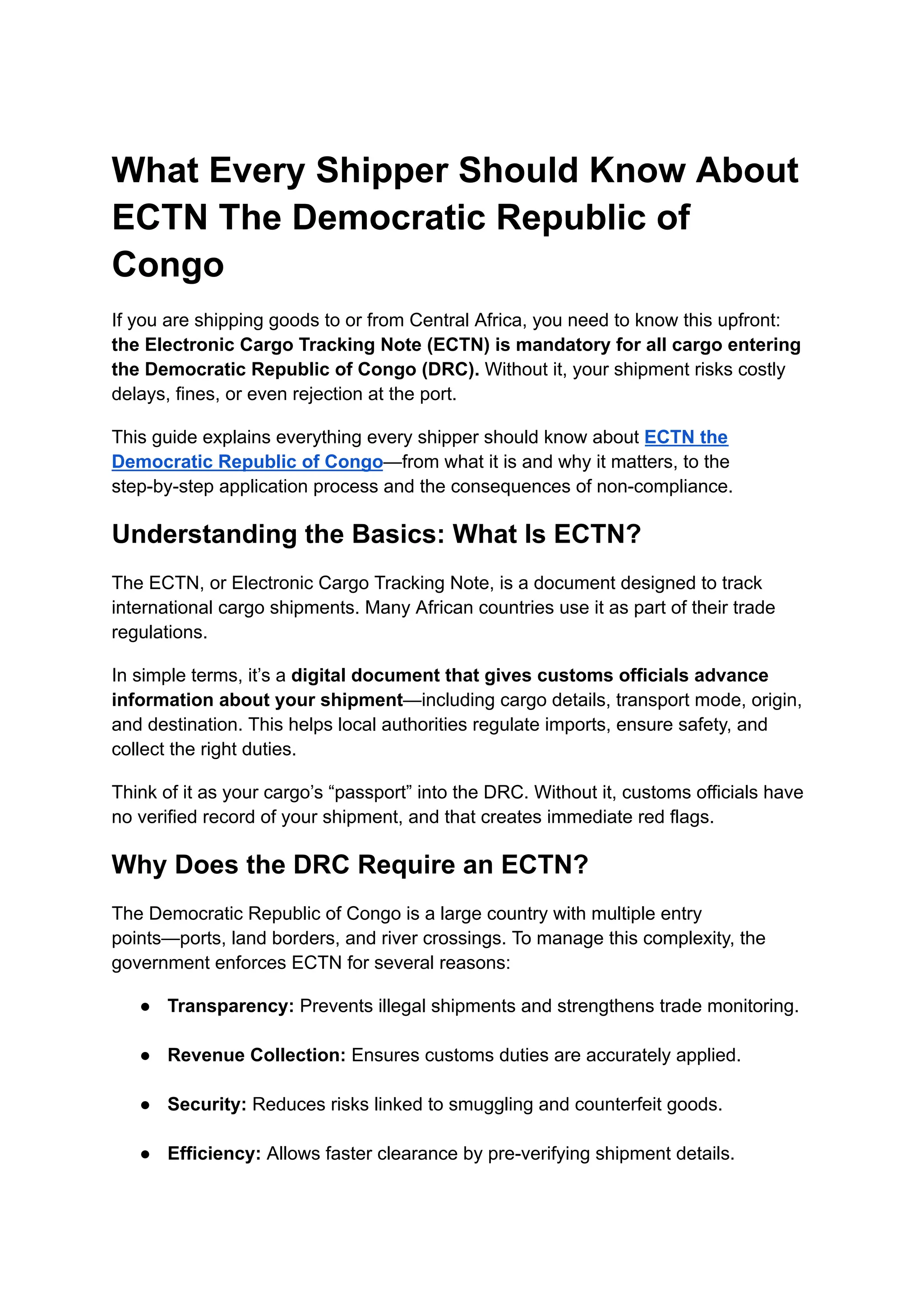 What Every Shipper Should Know About ECTN The Democratic Republic of ...