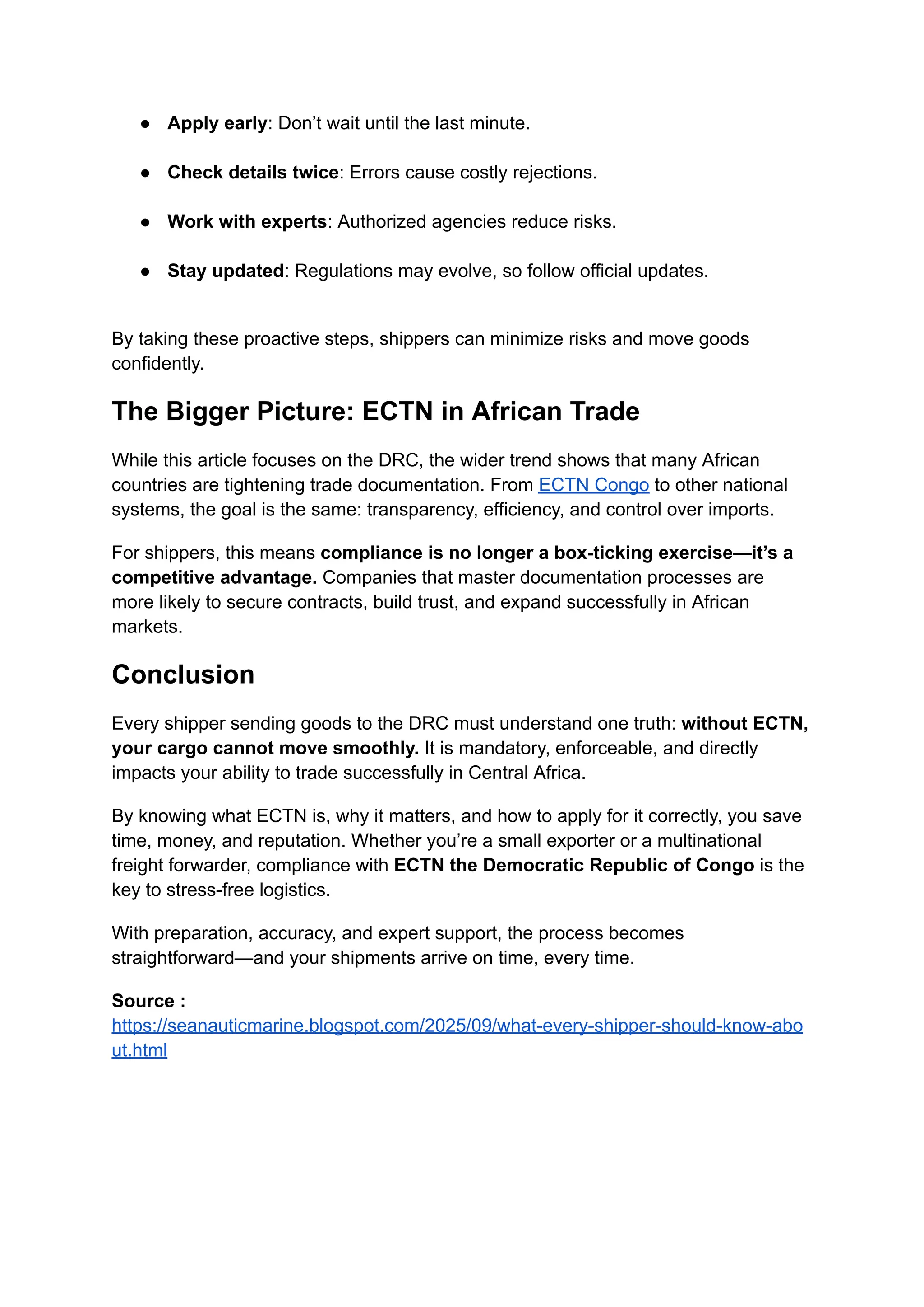 What Every Shipper Should Know About ECTN The Democratic Republic of ...