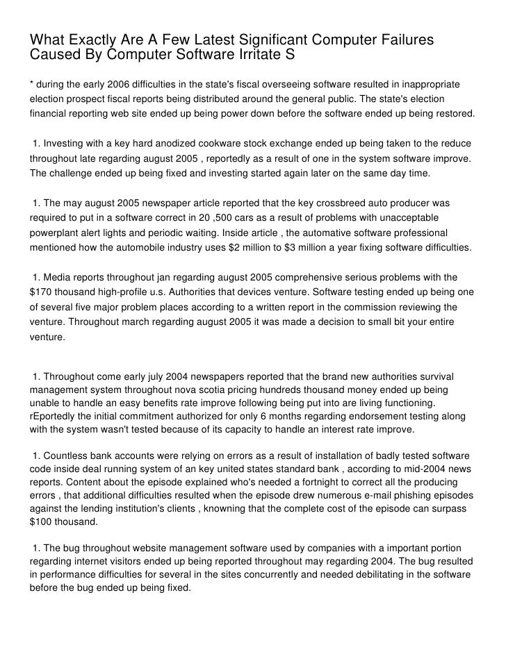 What Exactly Are A Few Latest Significant Computer Failures Caused By ...