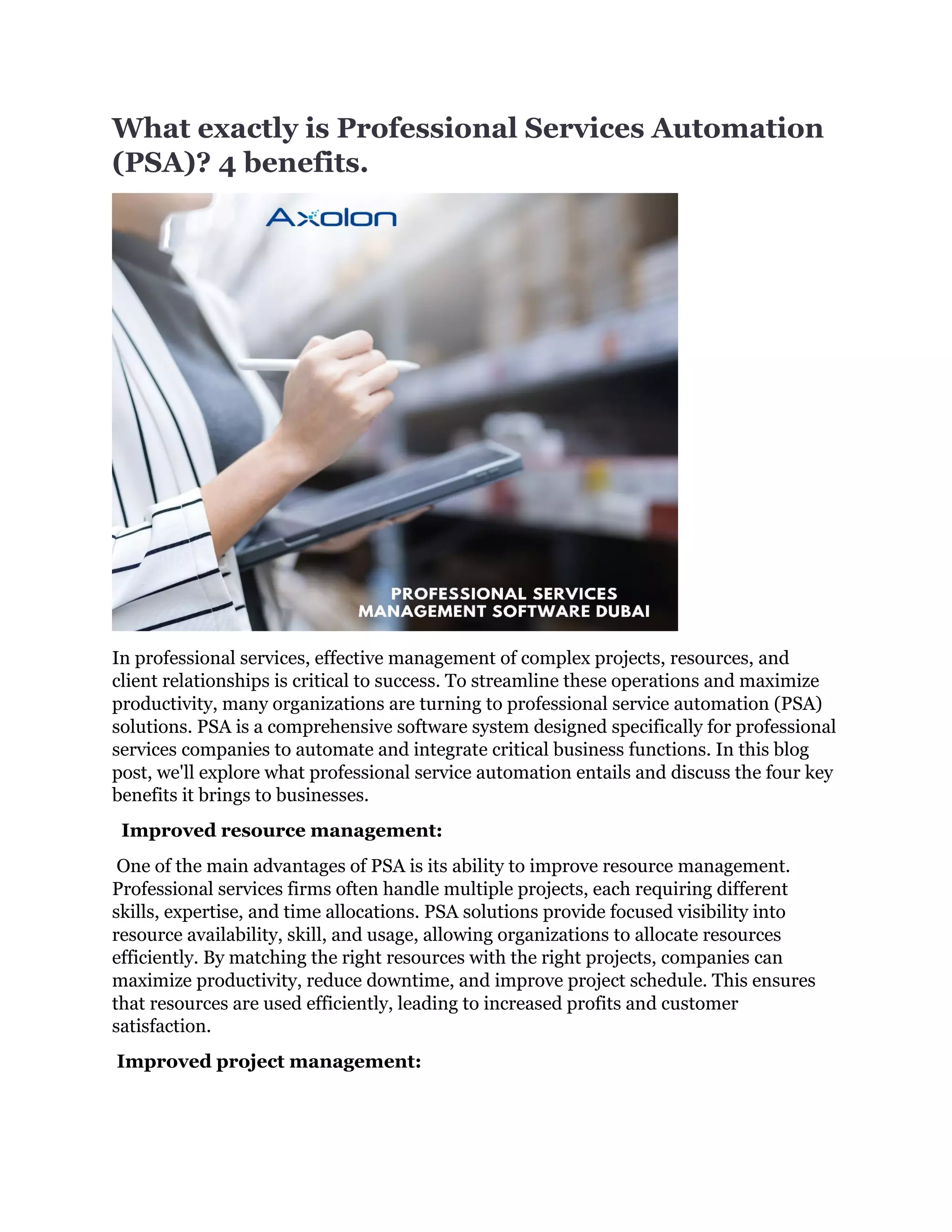 What exactly is Professional Services Automation (PSA) 4 benefits.pdf ...