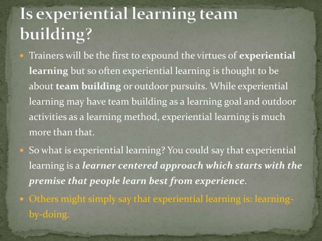 What experientiallearning | PPTX | Educational Assessment | Education