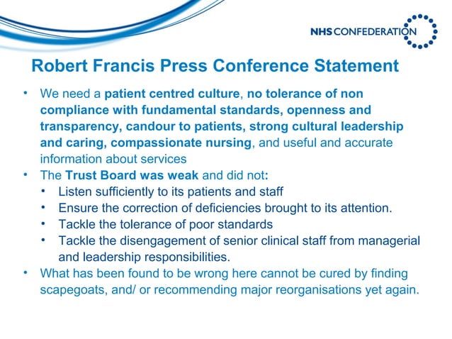 What Francis means for the NHS | PPT
