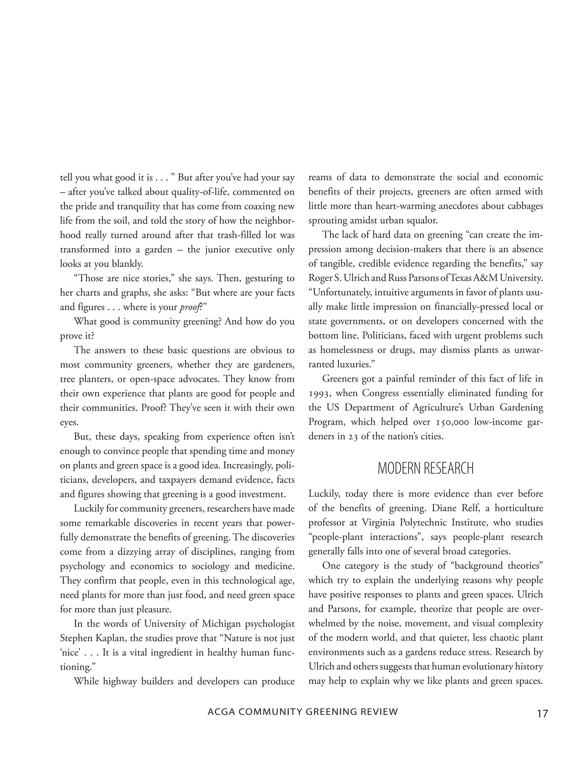What Good is Community Greening - Community Gardening | PDF