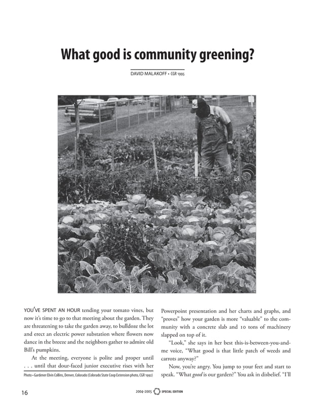 What Good is Community Greening - Community Gardening | PDF | Gardening ...