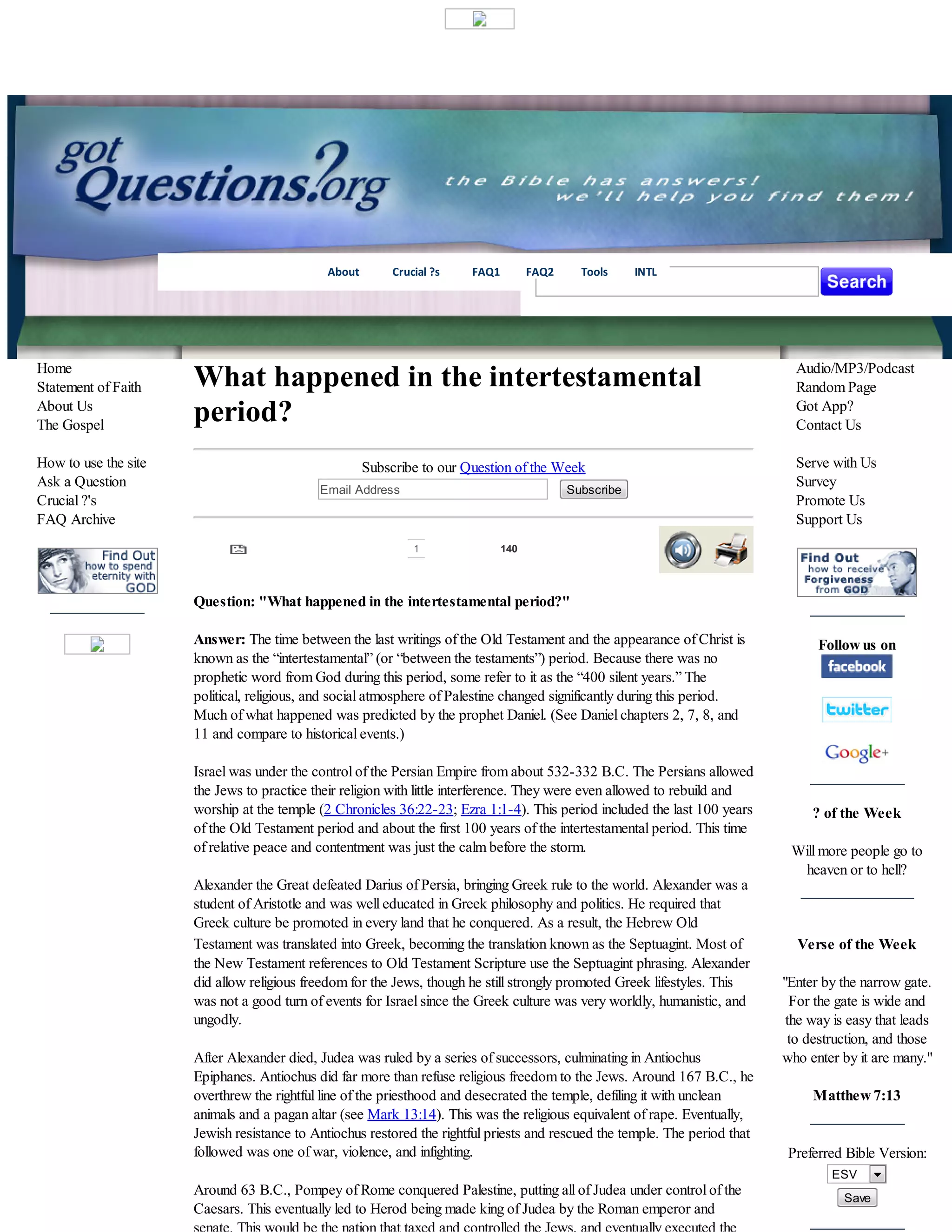 What happened in the intertestamental period | PDF
