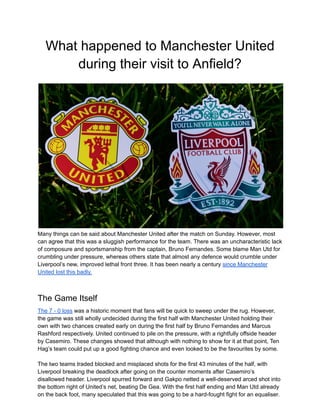 What happened to Manchester United at their visit to Anfield | PDF