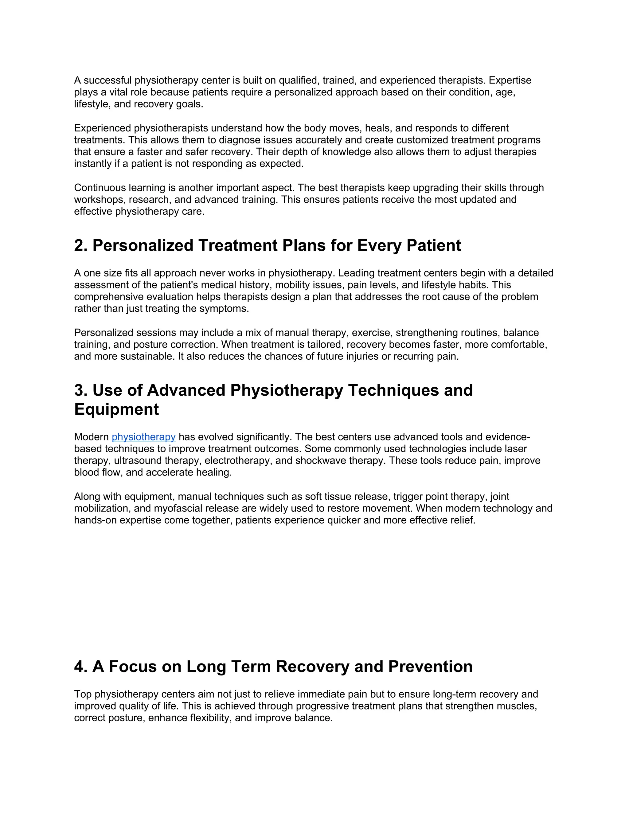 What Helps the Best Physiotherapy Treatment Center Deliver Great ...