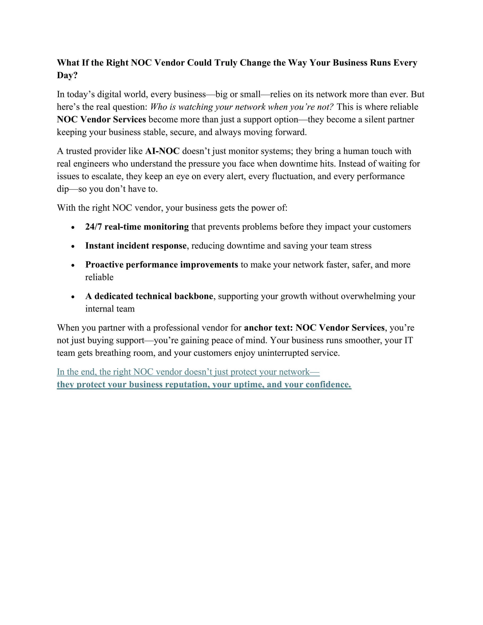 What If the Right NOC Vendor Could Truly Change the Way Your Business ...