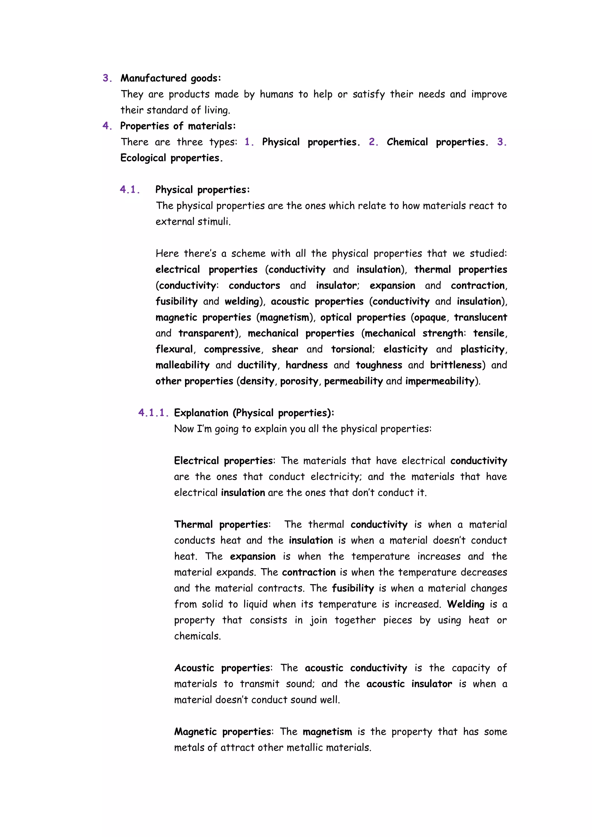 Technology: Unit 4 - Materials | DOCX