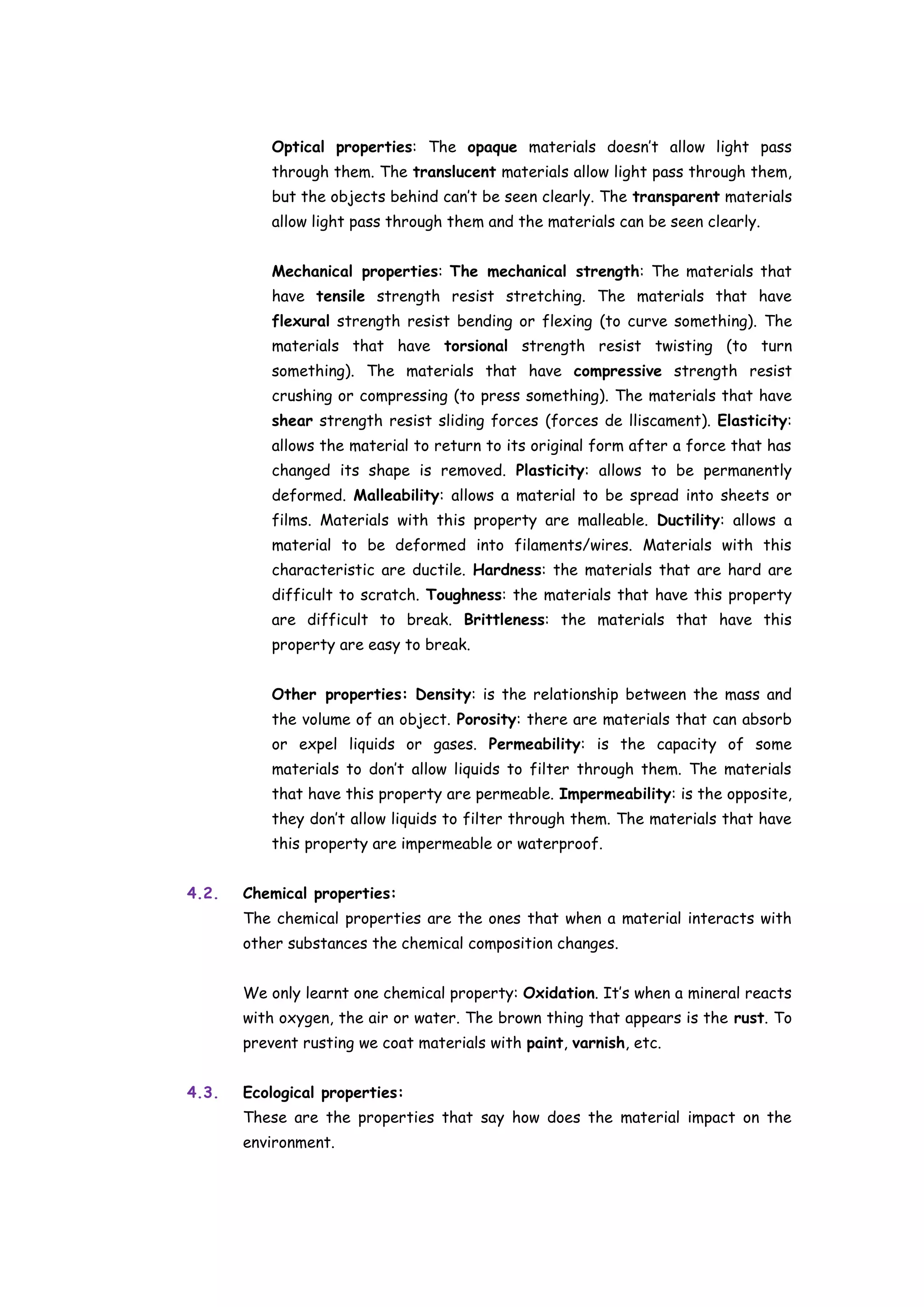 Technology: Unit 4 - Materials | DOCX