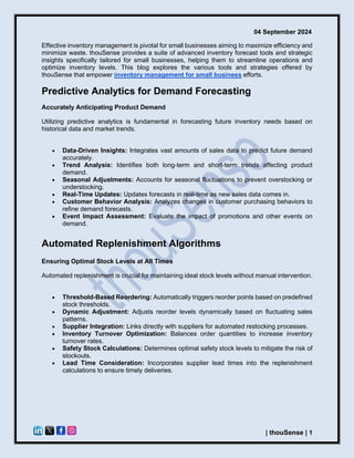 What Inventory Forecast Tools and Strategies Does thouSense Offer for Small Business Inventory ...