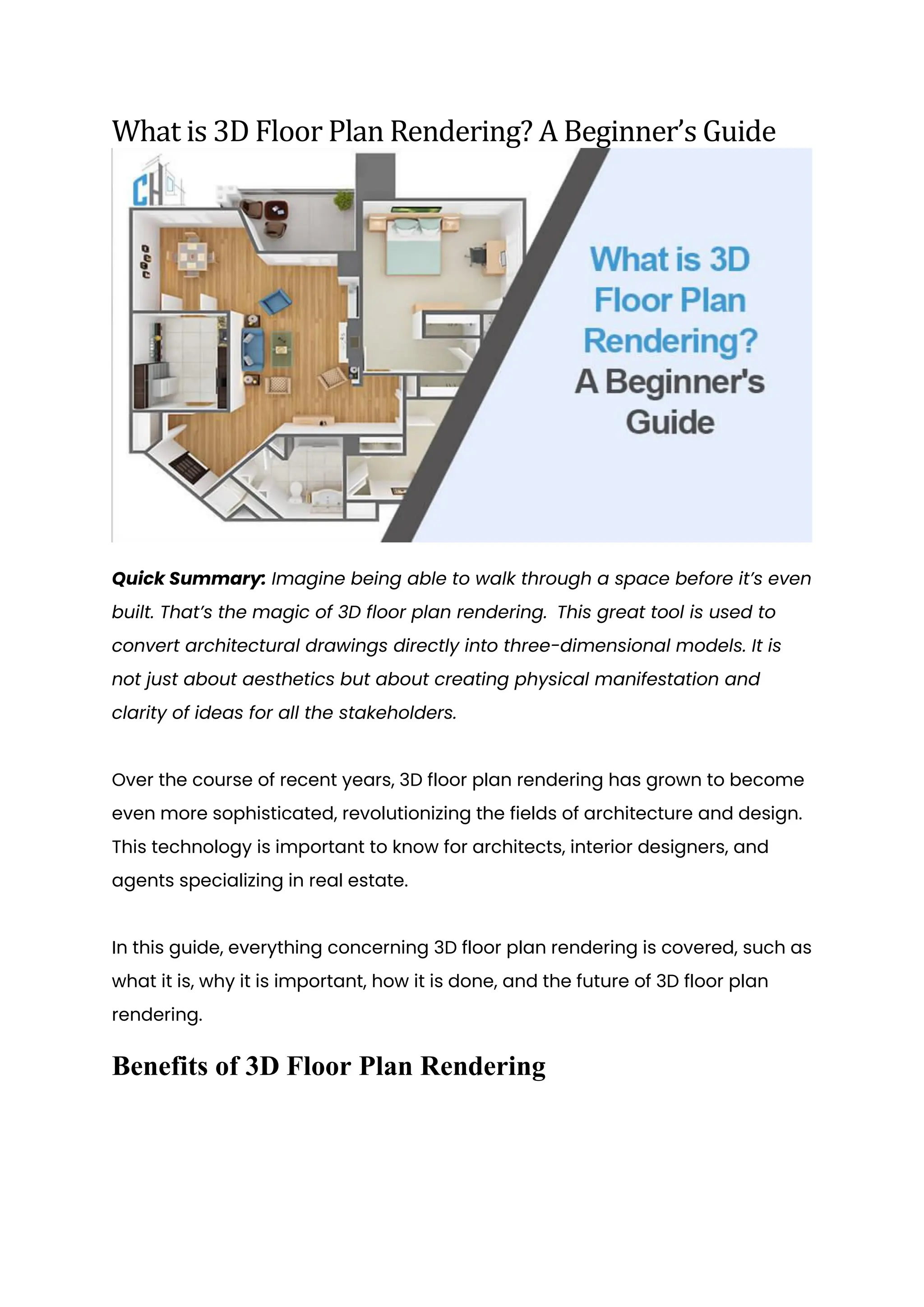 What is 3D Floor Plan Rendering? A Beginner’s Guide | PDF