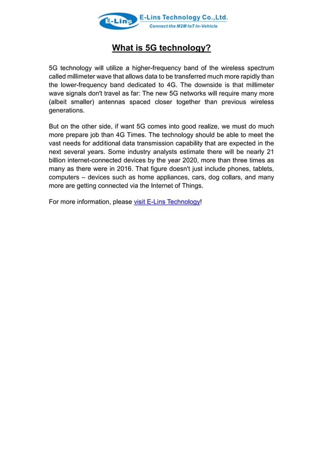 What is 5G technology - E-Lins Technology | PDF