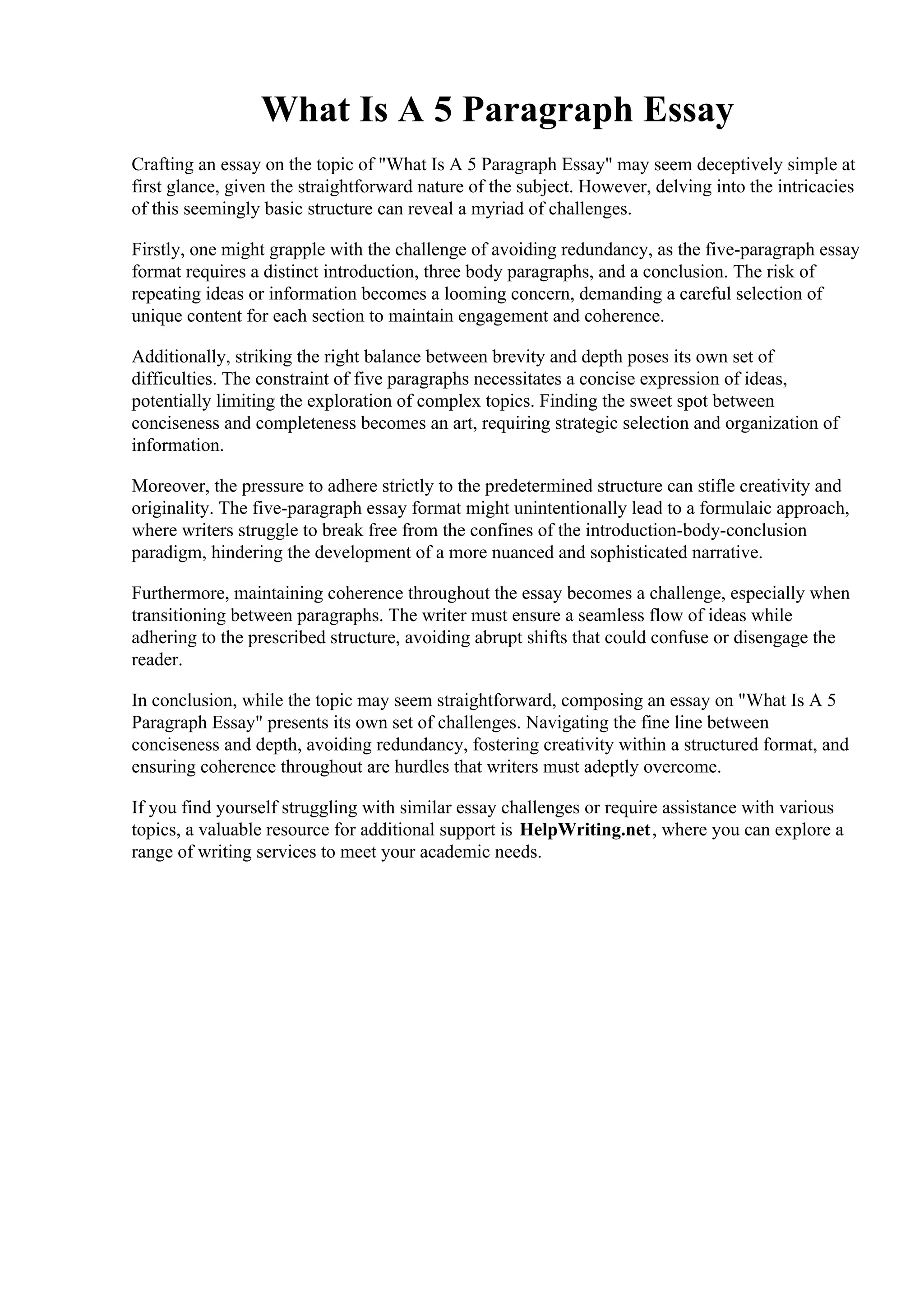 What Is A 5 Paragraph Essay | PDF