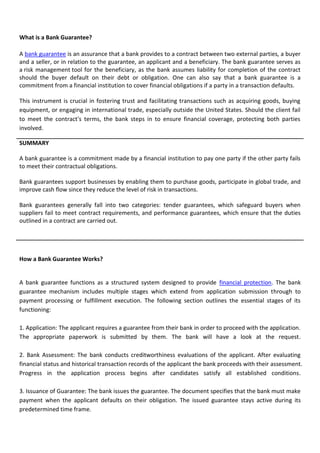 What is a Bank Guarantee . | PDF