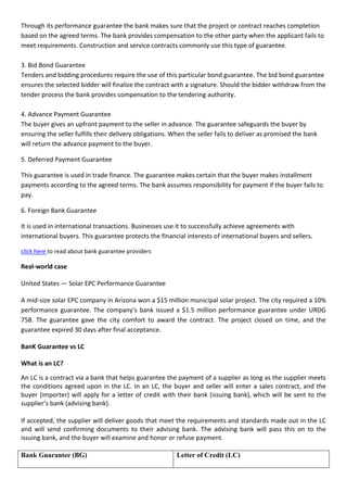 What is a Bank Guarantee . | PDF