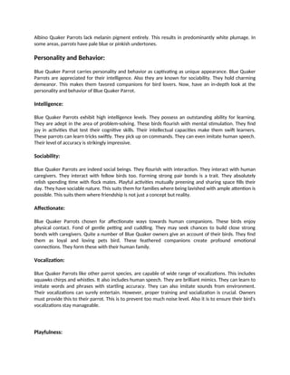 What is a blue Quaker parrot: Origins and Background | DOCX | Birds | Pets