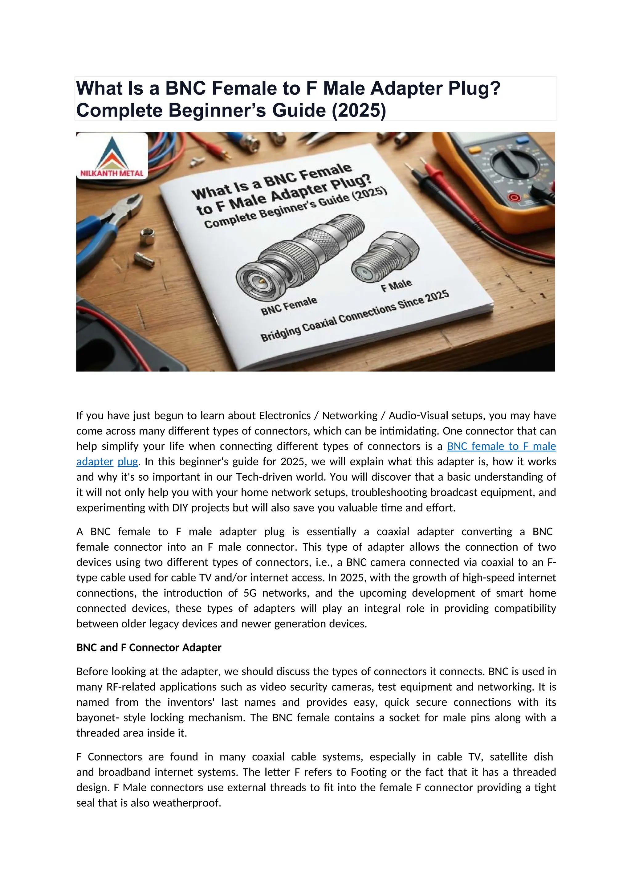 BNC Female to F Male Adapter Plug High-Quality RF Coax Connector | PPT