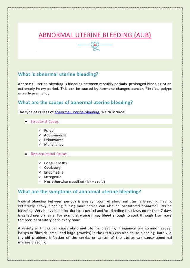 What is Abnormal Uterine Bleeding? | PDF | Pregnancy | Reproductive Health