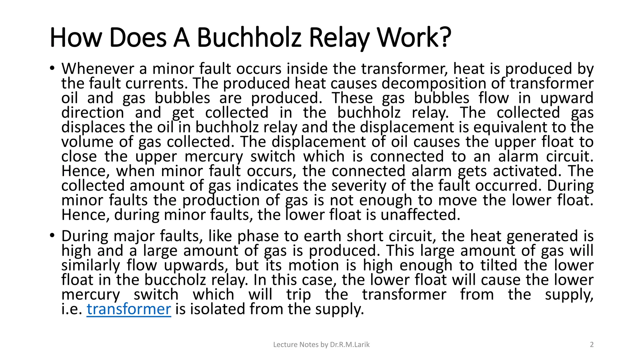 What is a buchholz relay | PDF
