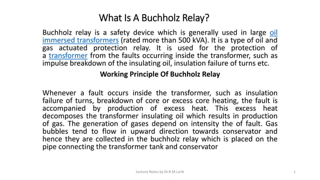 What is a buchholz relay | PDF