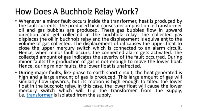What is a buchholz relay | PDF
