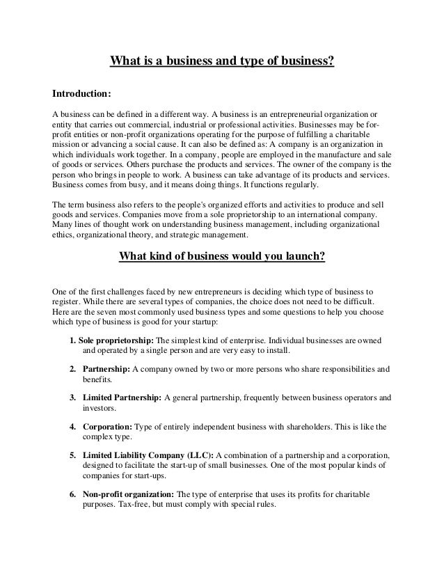 What is a business and type of business | PDF
