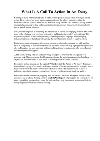 What Is A Call To Action In An Essay | PDF