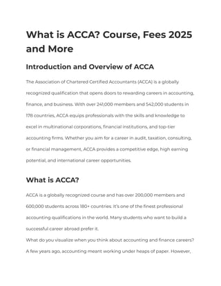 What is ACCA ?? from zell education.... | PDF