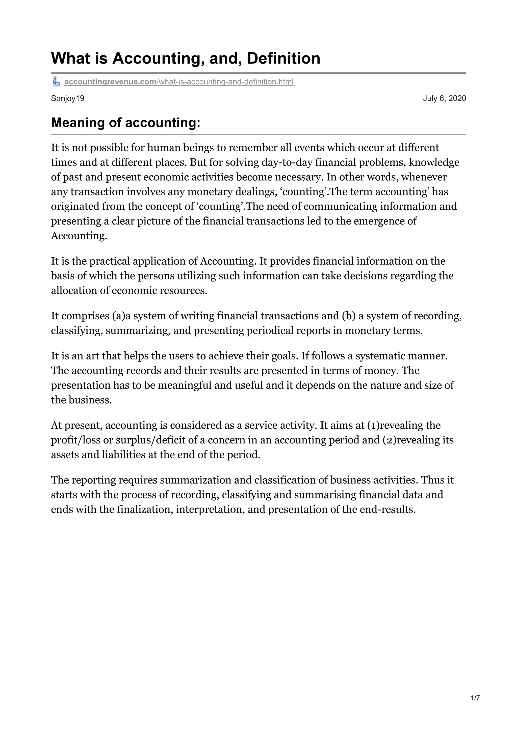 What is accounting and definition | PDF