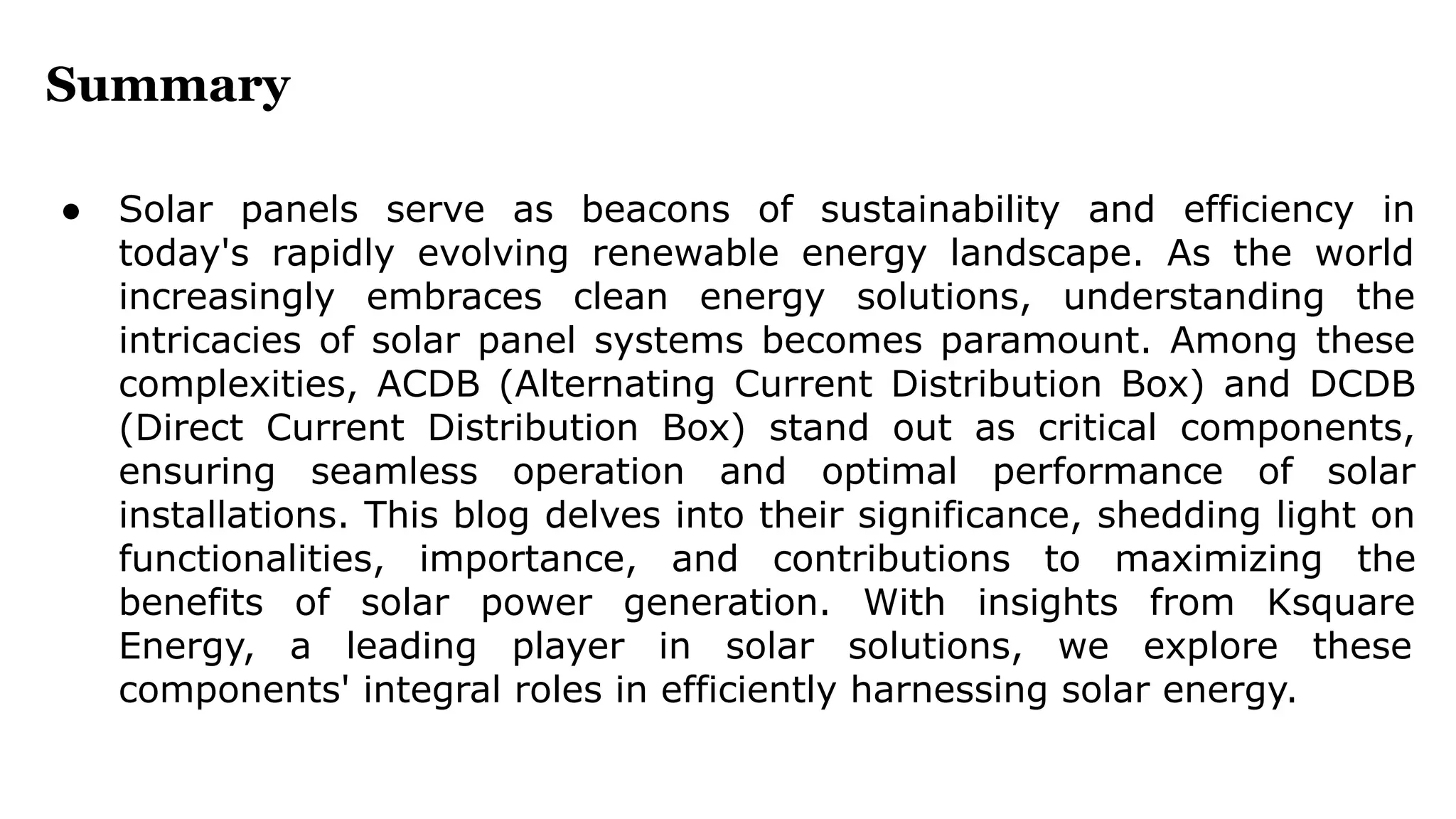 What is ACDB and DCDB: Their Importance in Solar Panels | PDF | Home ...