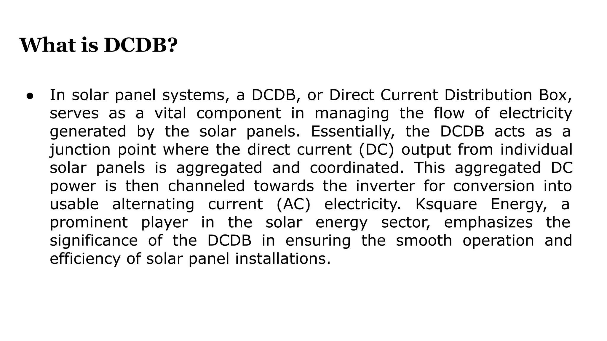 What is ACDB and DCDB: Their Importance in Solar Panels | PDF