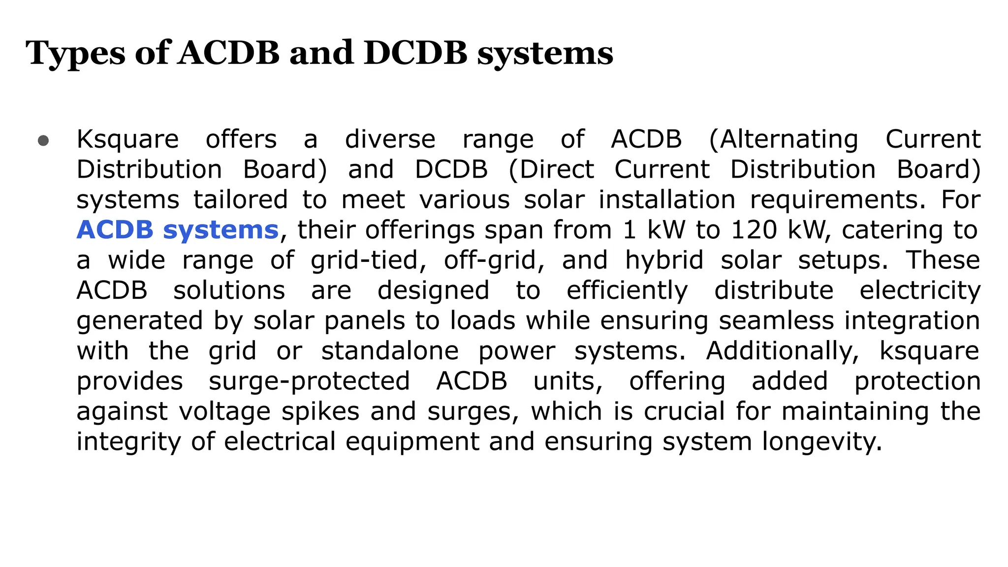 What is ACDB and DCDB: Their Importance in Solar Panels | PDF