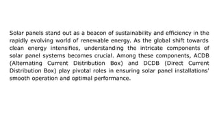 What is ACDB and DCDB: Their Importance in Solar Panels | PDF