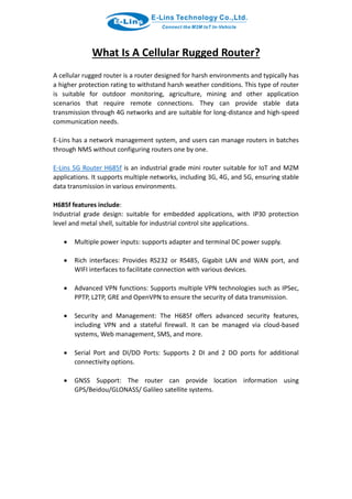 What Is A Cellular Rugged Router | E-Lins Technology | PDF