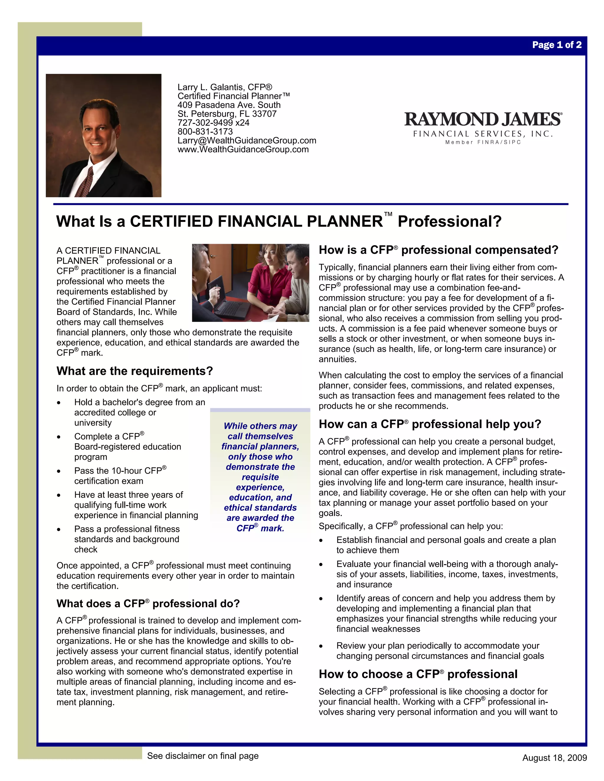 What Is A Certified Financial Planner? | PDF