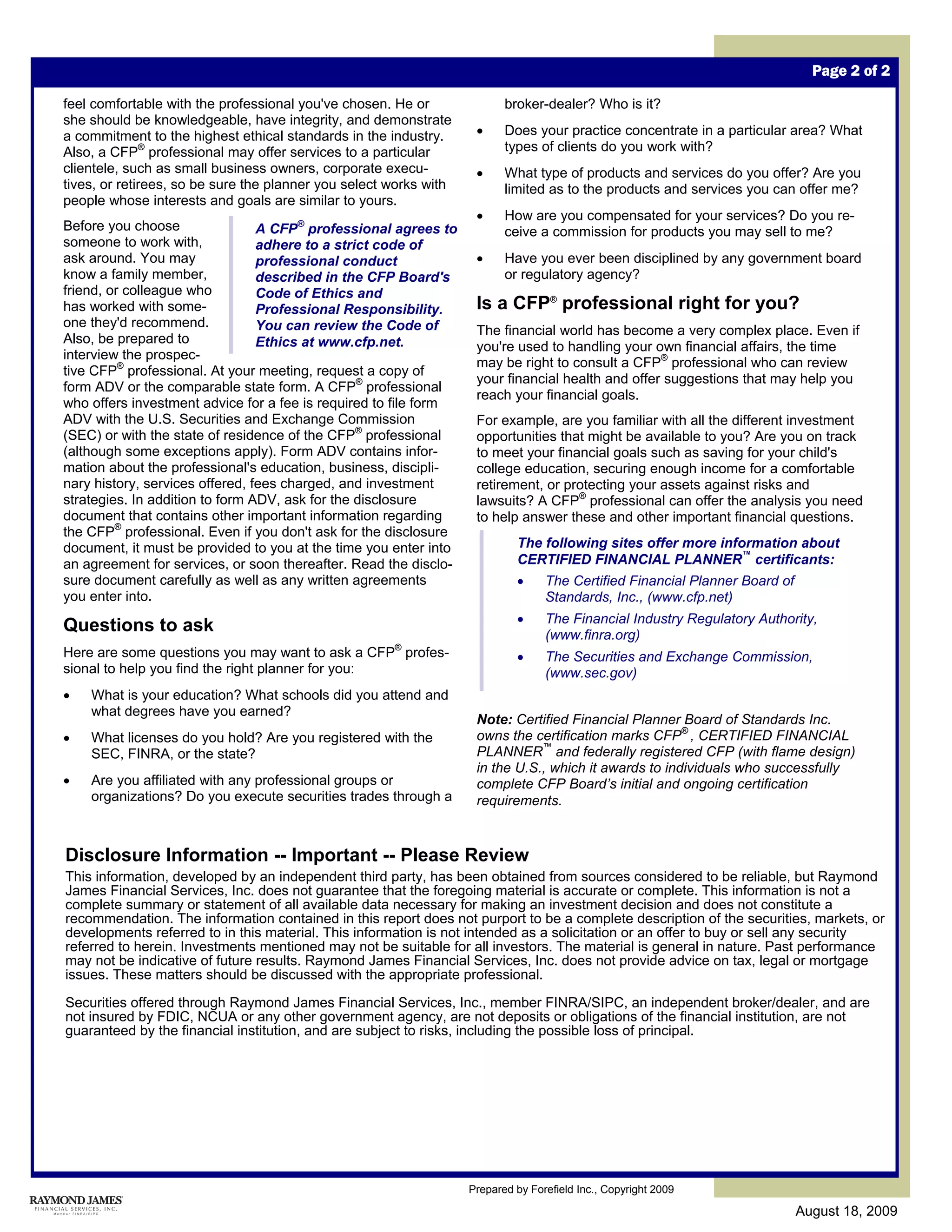 What Is A Certified Financial Planner? | PDF