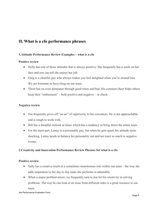 What is a cfo performance appraisal | DOC