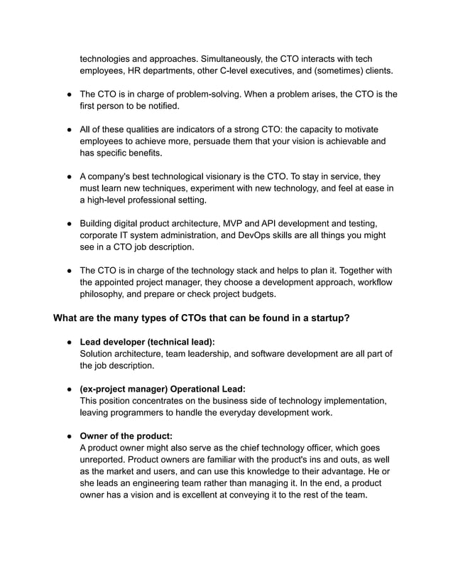 What is a chief technology officer(cto) | PDF
