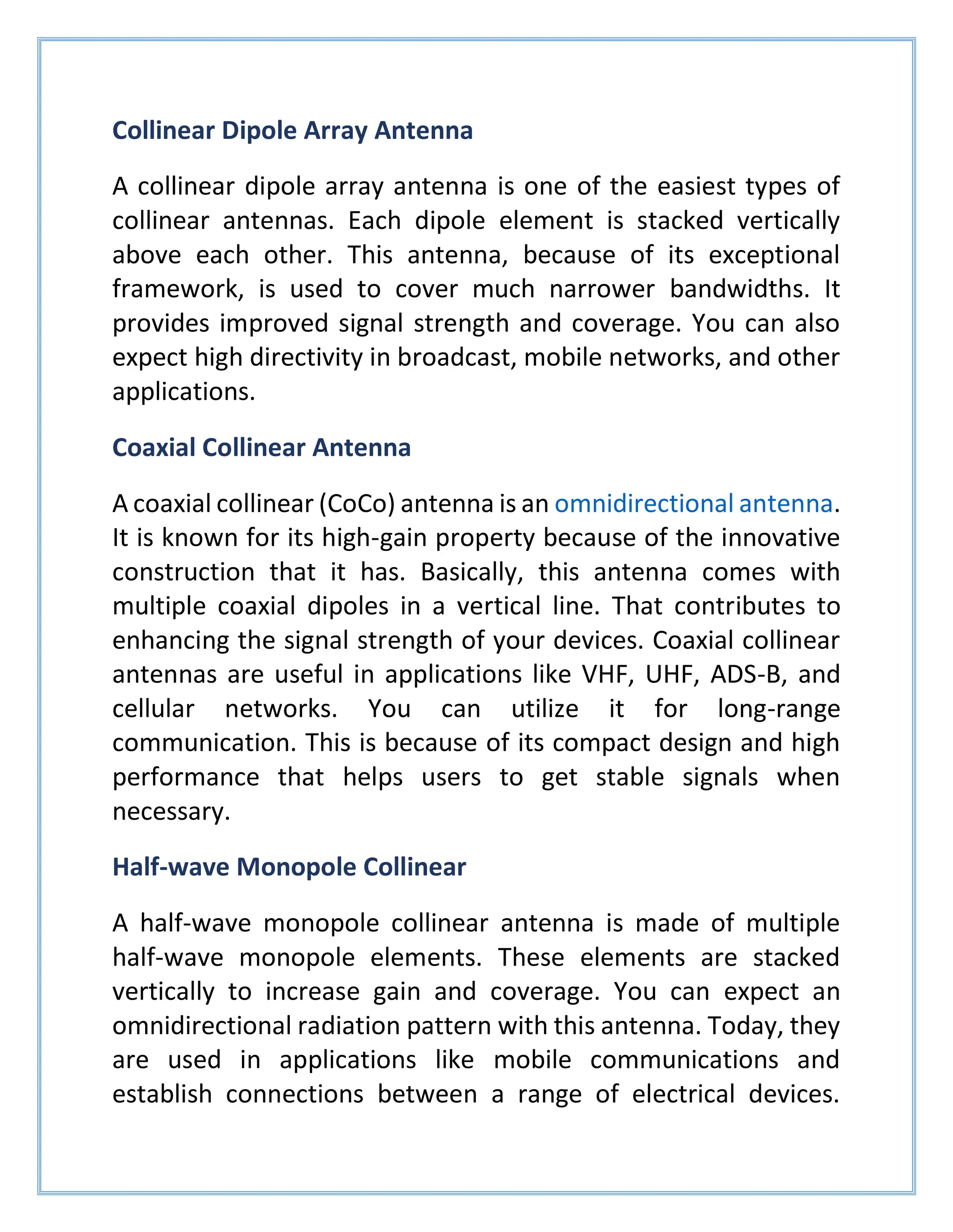 Antennaexperts, What is a Collinear Antenna? | PDF