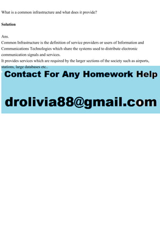 What is a common infrastructure and what does it provideSolutio.pdf
