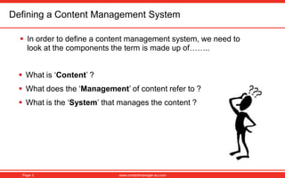 What is a Content Management System or CMS | PPT