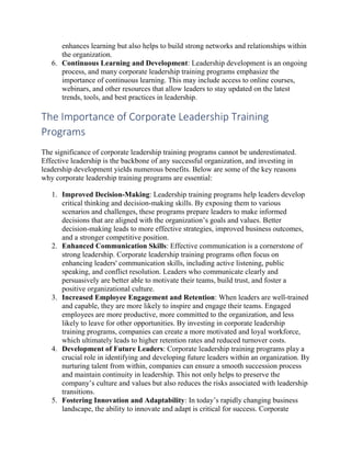 What Is a Corporate Leadership Training Program | PDF