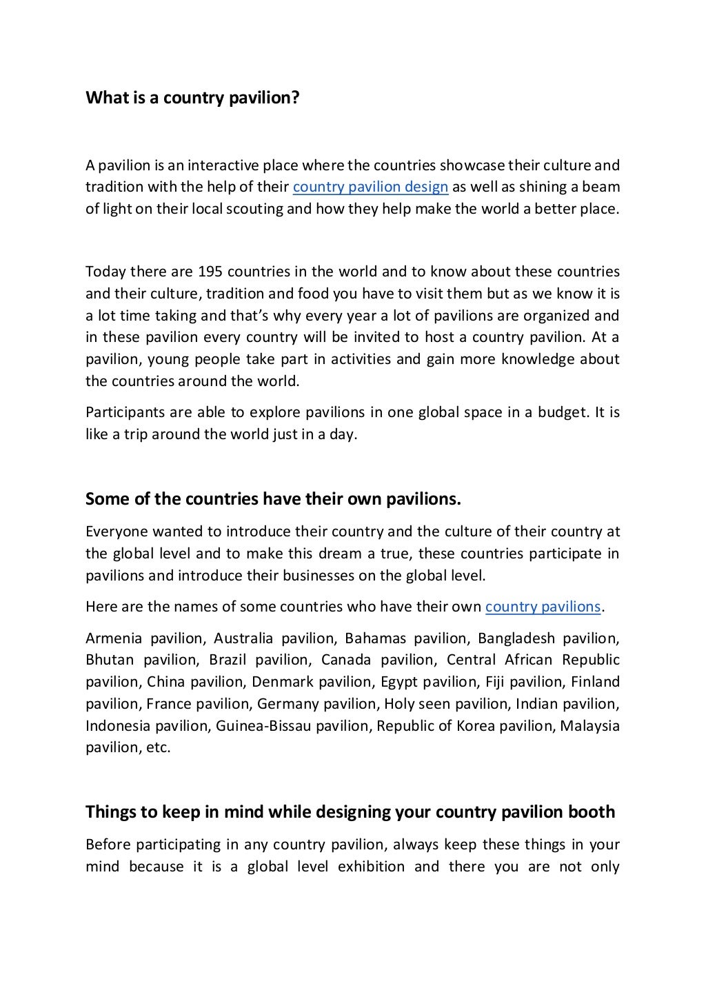 What is a country pavilion? | PDF