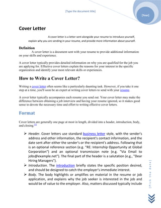 What is a cover letter | DOCX | Resume Writing and Advice | Job Search