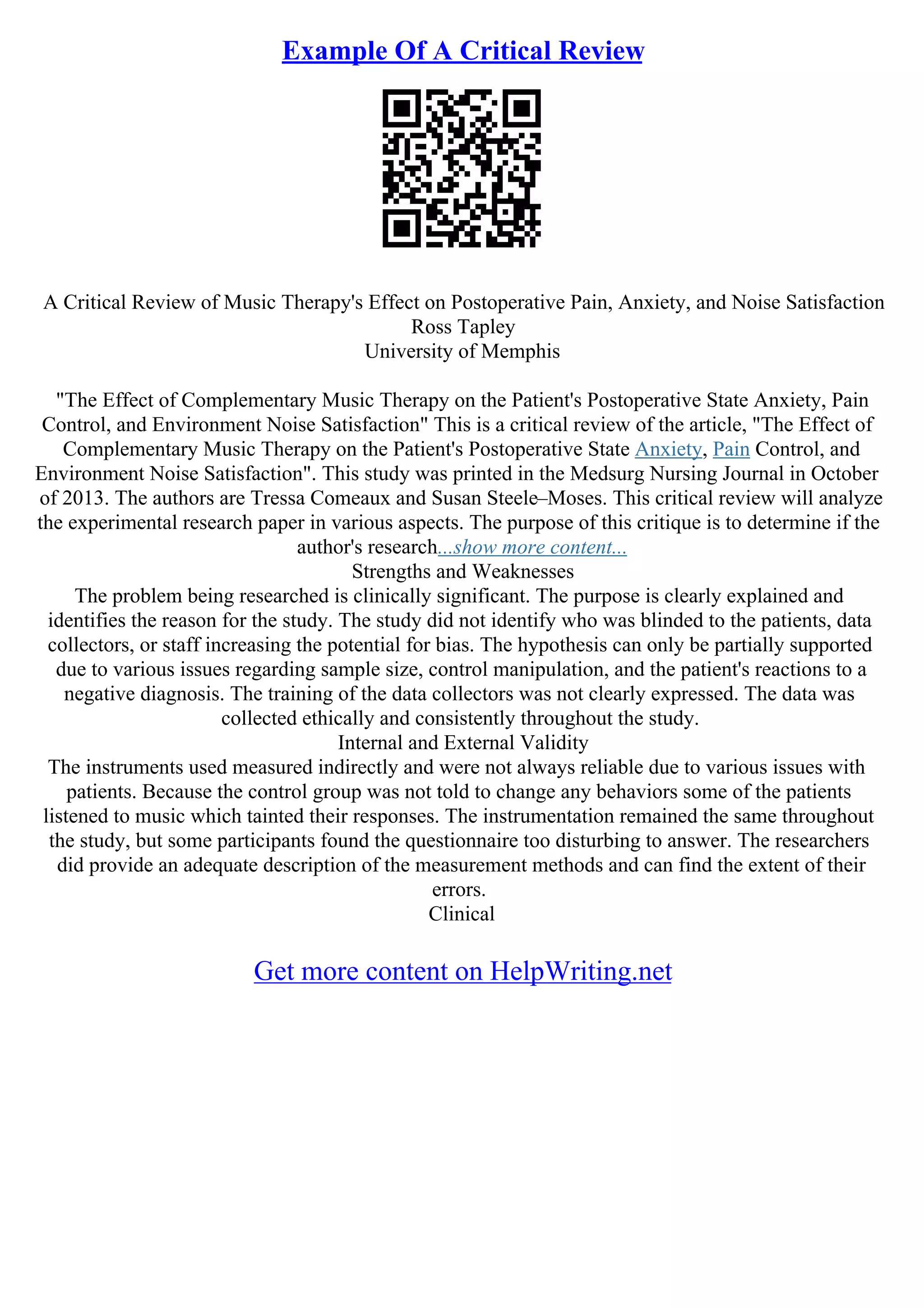 What Is A Critical Review Essay | PDF