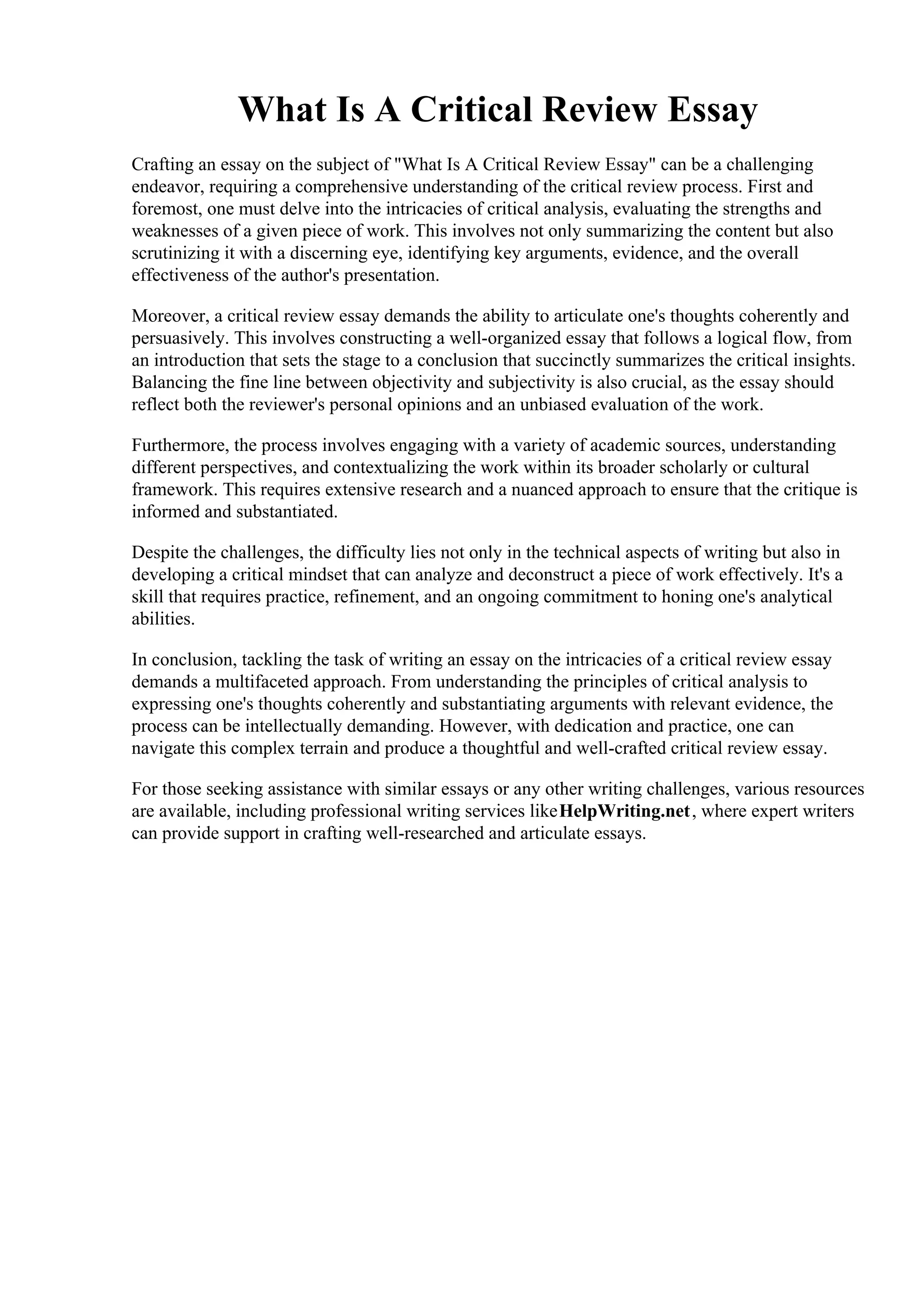 What Is A Critical Review Essay | PDF