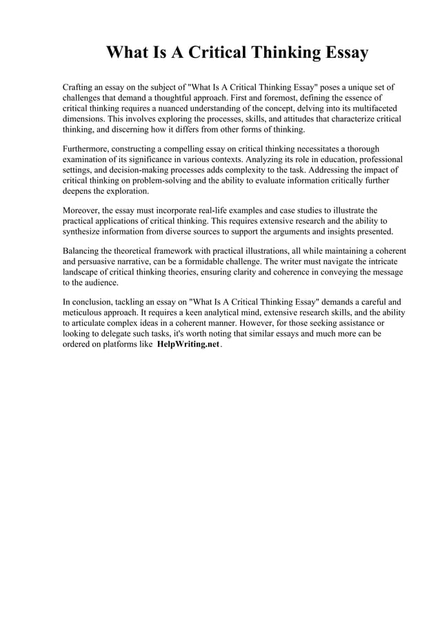 What Is A Critical Thinking Essay | PDF | Free Download